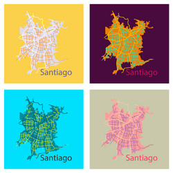 Flat road and administrative map of agglomeration Vector Image