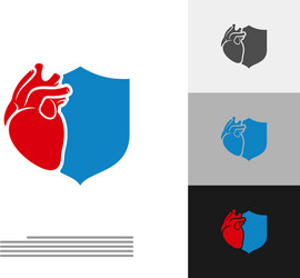Heart shield logo template creative human Vector Image