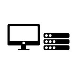 Desktop pc and vertical server silhouette icon Vector Image