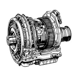 Transmission drawing isolated hand drawn engraved Vector Image