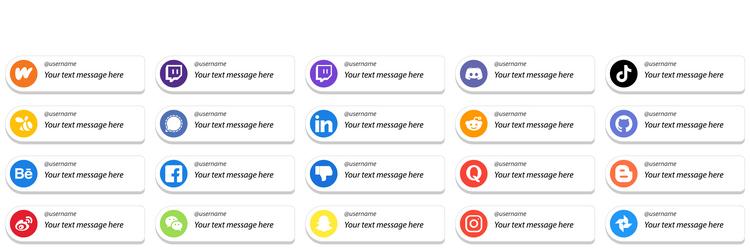 20 customizable follow me social media icons Vector Image
