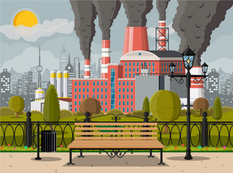 Scene with cars and factory buildings making Vector Image