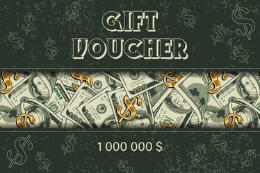 Gift certificate layout with money Royalty Free Vector Image