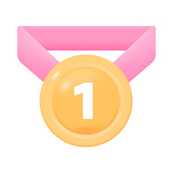 Blue certificate with medal 3d icon Royalty Free Vector