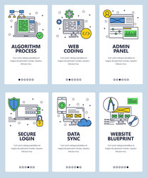 Programming infographics linear icons collection Vector Image