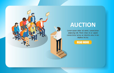 Auction and bidding flat Royalty Free Vector Image