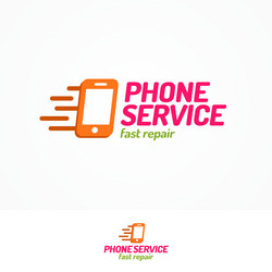 Phone service logo set with silhouette Royalty Free Vector