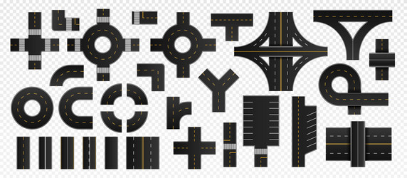 Top view road elements street junction and roads Vector Image