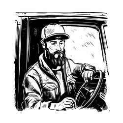 Professional truck driver driving Royalty Free Vector Image