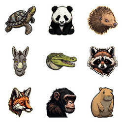 Animals flat icon set isolated on white background