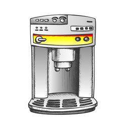 Espresso machine front view monochrome Royalty Free Vector