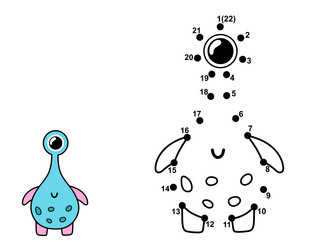 Connect the dots and draw a cute alien character Vector Image