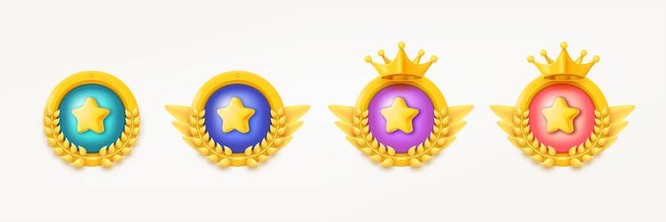 Different game rank emblems with shields Vector Image
