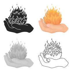 Fire spell icon in cartoon style isolated on white