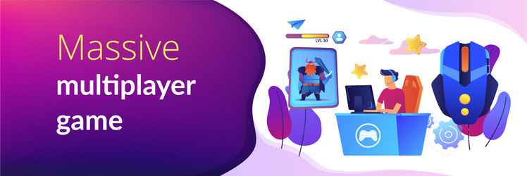 Mmorpg concept banner header Royalty Free Vector Image
