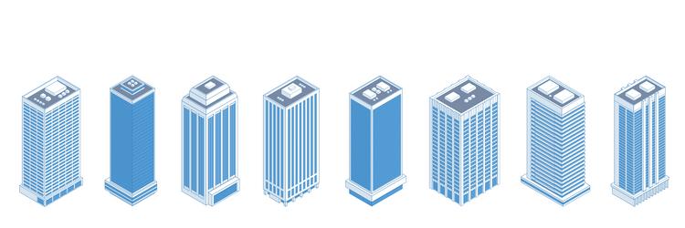 Isometric modern skyscraper outline skyscrapers Vector Image