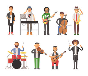 Rock musicians and singers isolated on white Vector Image