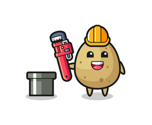 Mascot character potato as a firefighter Vector Image