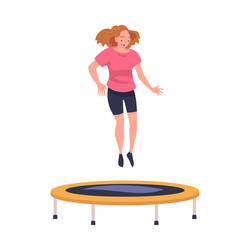 Excited woman character jumping and bouncing on Vector Image