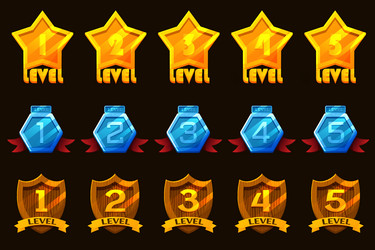Game badges with level Royalty Free Vector Image