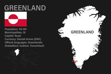 Highly detailed greenland map with flag capital Vector Image
