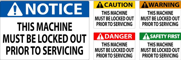 Caution machine sign this must be locked Vector Image