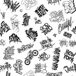Graffiti tags urban elements seamless pattern Vector Image