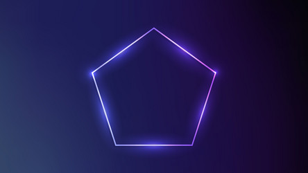 Neon frame in pentagon form with shining effects Vector Image