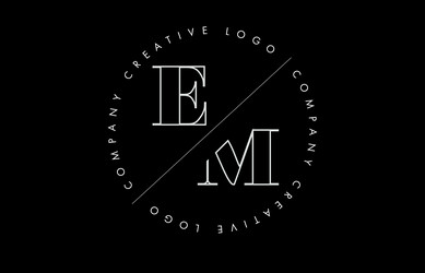 Creative white letters em e m logo with leading Vector Image