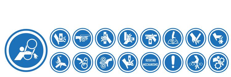 Hand entrapment hazard signs Royalty Free Vector Image