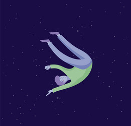 Inspired people flying in space and interacting Vector Image