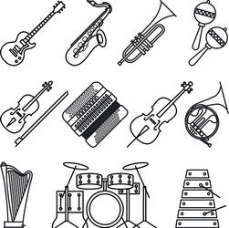 Different types of musical instruments Royalty Free Vector