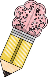 Pencil with a brain shaped eraser Royalty Free Vector Image