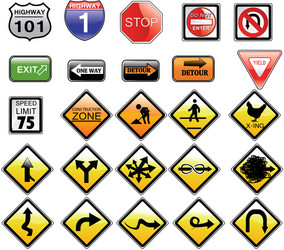 Road signs icons set Royalty Free Vector Image