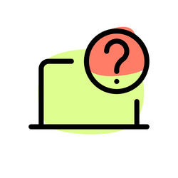 Laptop displays a question mark for inquiries Vector Image