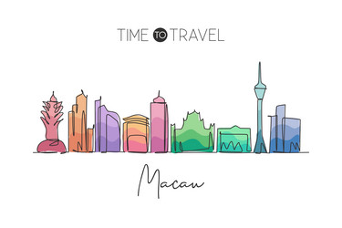 Macau architecture line Royalty Free Vector Image