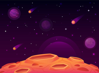 Cartoon space landscape cosmic planet surface Vector Image