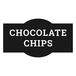 Chocolate chips swirls label Royalty Free Vector Image