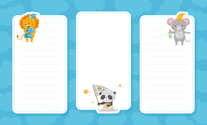 Cute lion and monkey animal empty card Royalty Free Vector