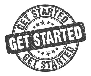 Get started stamp label round grunge Royalty Free Vector