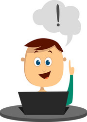 Cartoon guy having good idea ilustartion on white Vector Image