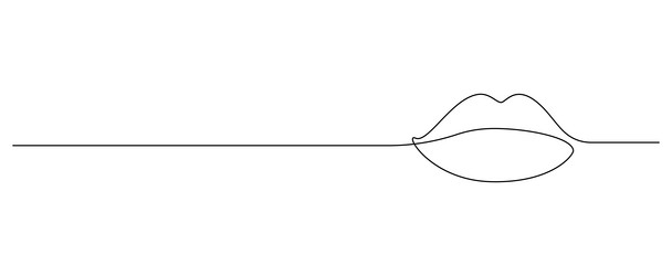 One continuous line drawing of mouth and lips Vector Image