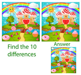 Children visual puzzle find ten differences Vector Image
