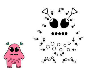 Connect the dots and draw a cute alien character Vector Image