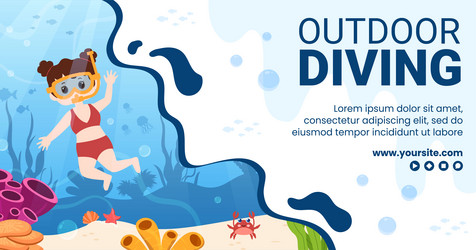 Diving social media post template flat cartoon Vector Image