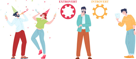 Extrovert and introvert extraversion Royalty Free Vector