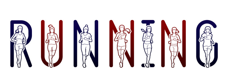 Running text font design marathon runners Vector Image