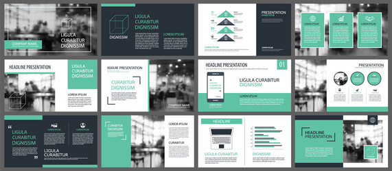 Green presentation templates and infographics Vector Image