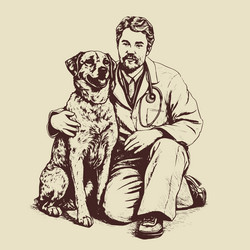 Veterinarian drawing isolated hand drawn engraved Vector Image
