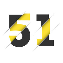 51 5 1 number logo design with a creative cut Vector Image